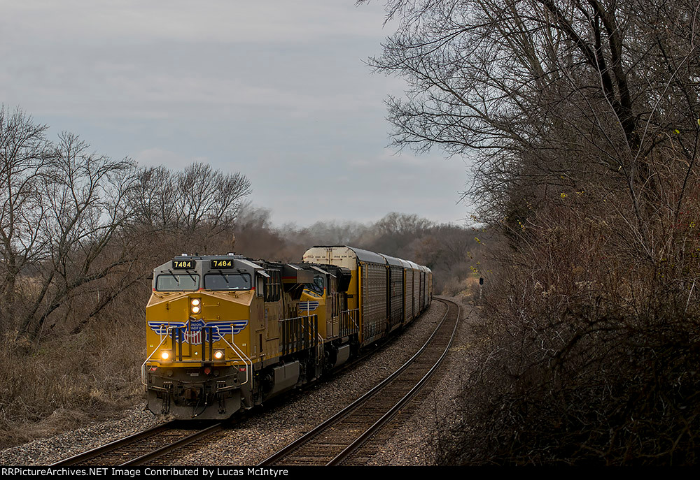 UP 7484 eastbound UP empty autorack train